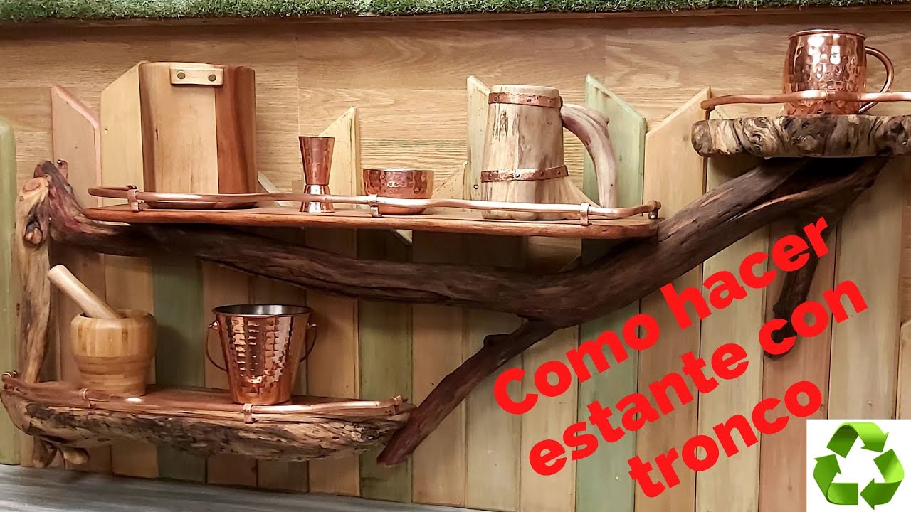 DIY Estante rustico de tronco💚 / DIY rustic log shelf - YouTube