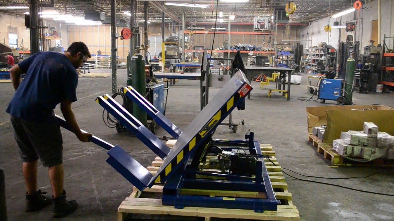 VERTI-LIFT 90-DEGREE TILT TABLE WITH REMOVABLE FORKS - YouTube