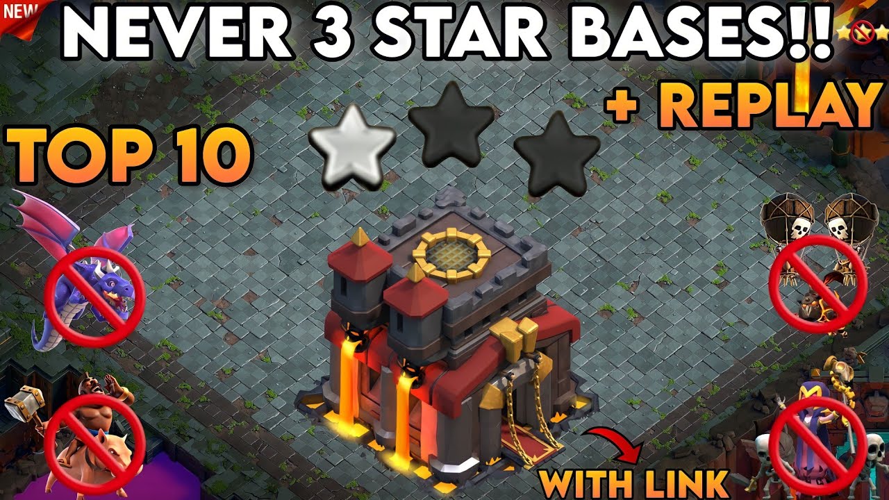 NEW NEVER 3 STAR BASES!! WITH LINK + REPLAY!! TH10 NEW BASE DESIGN 2023 ...