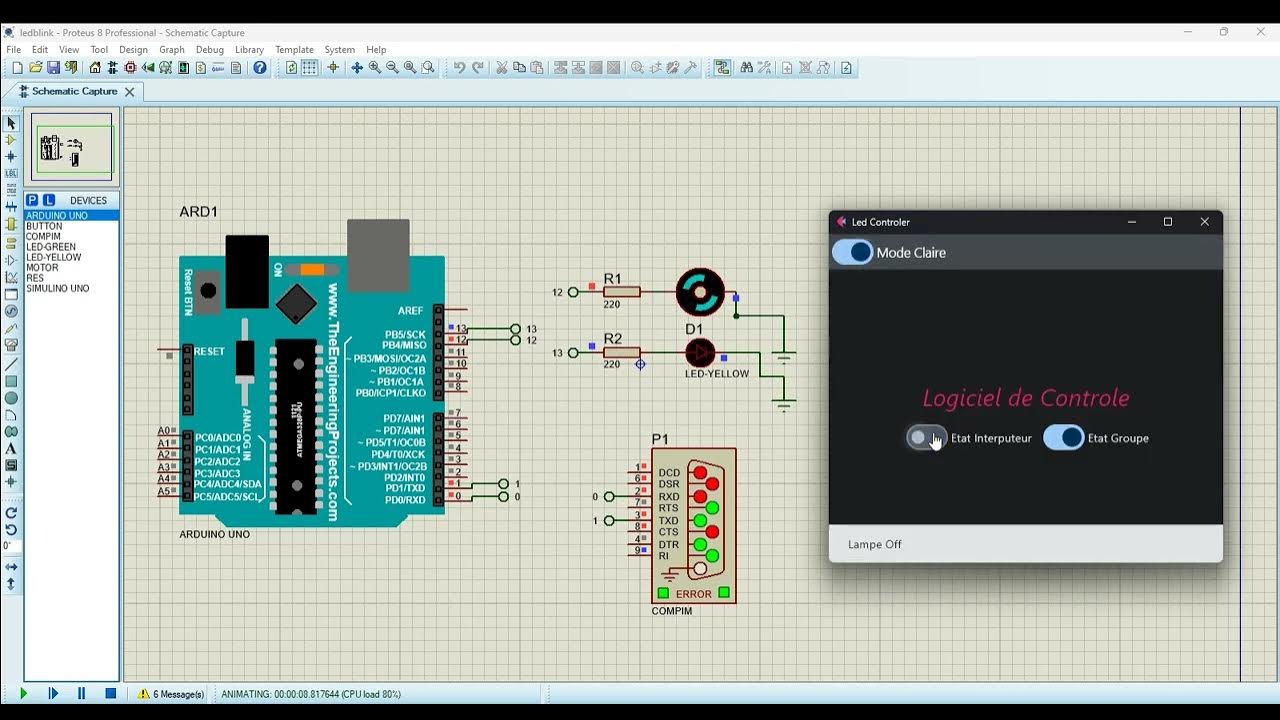Simulation proteus 8 Arduino + python ( flet) - YouTube