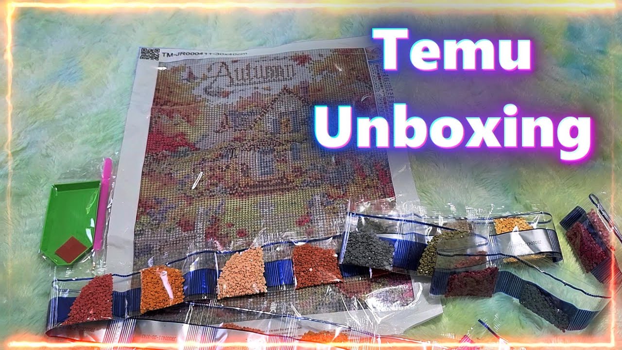 Temu Unboxing Beautiful Autumn Diamond Painting but so Wrinkled # ...