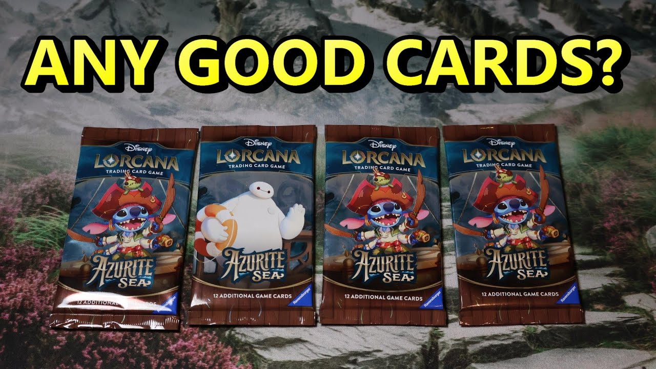 Four Disney Lorcana Azurite Sea Packs - YouTube