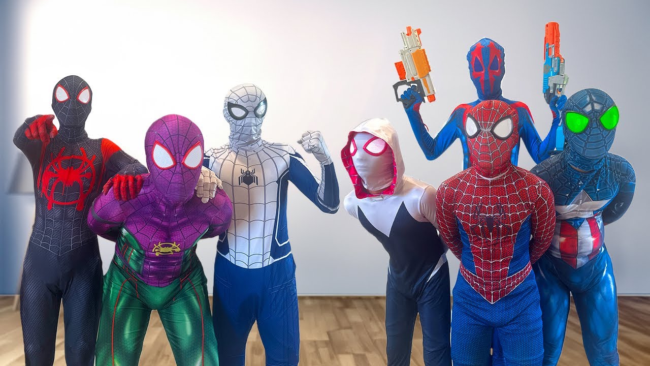 PRO 6 SPIDER-MAN TEAM || How Black and White Spider-Man Rescue Team ...