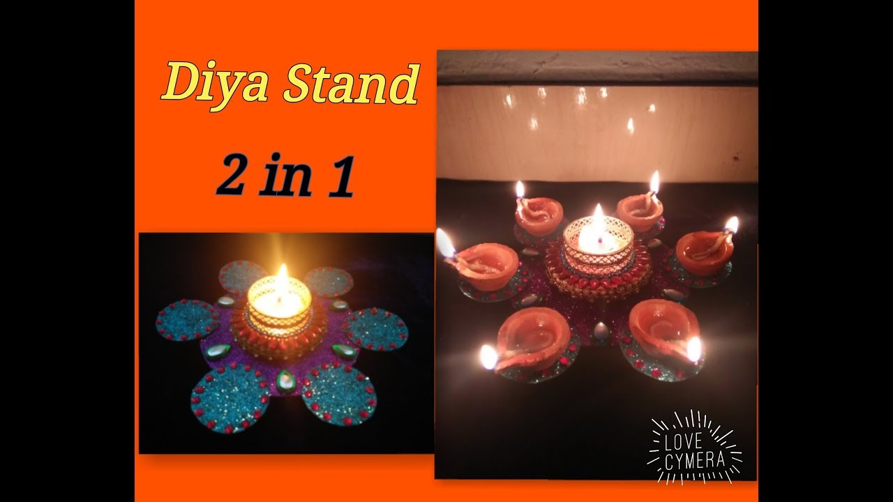 HOW TO MAKE diya stand/diya Holder/In 10 mins from CD/DVD/EASY & SIMPLE ...