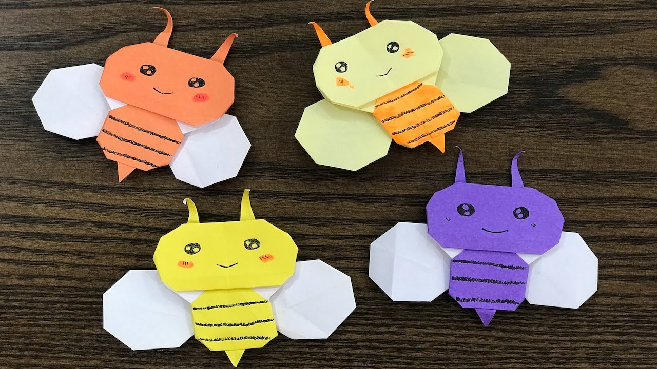 EASY ORIGAMI| How To Fold A Nice Yellow Bee! - YouTube