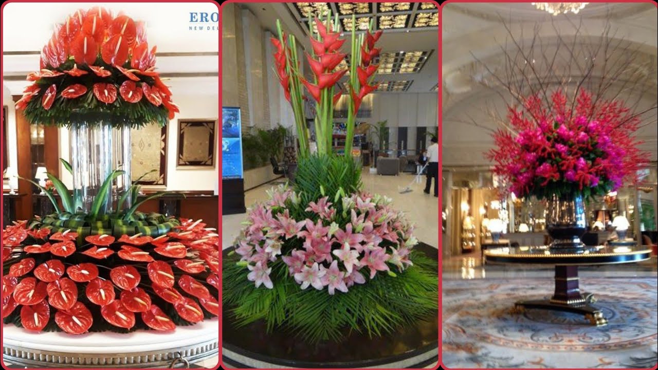 Very beautiful flowers Decorations in hotels flowers arrangements - YouTube
