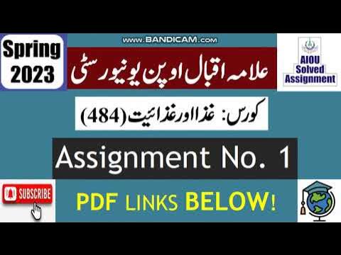 ⏩ AIOU Code 484 Solved Assignment No.1 Spring 2023 || Subject: Food And Nutrition || Level: BA/B ...