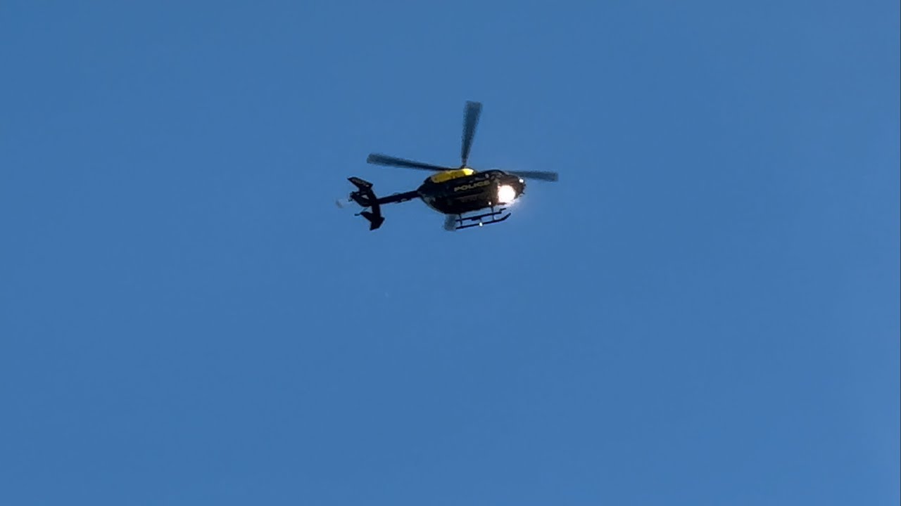 LOW FLYOVER NPAS London Eurcopter EC145 [G-DCPB] flying past my house ...