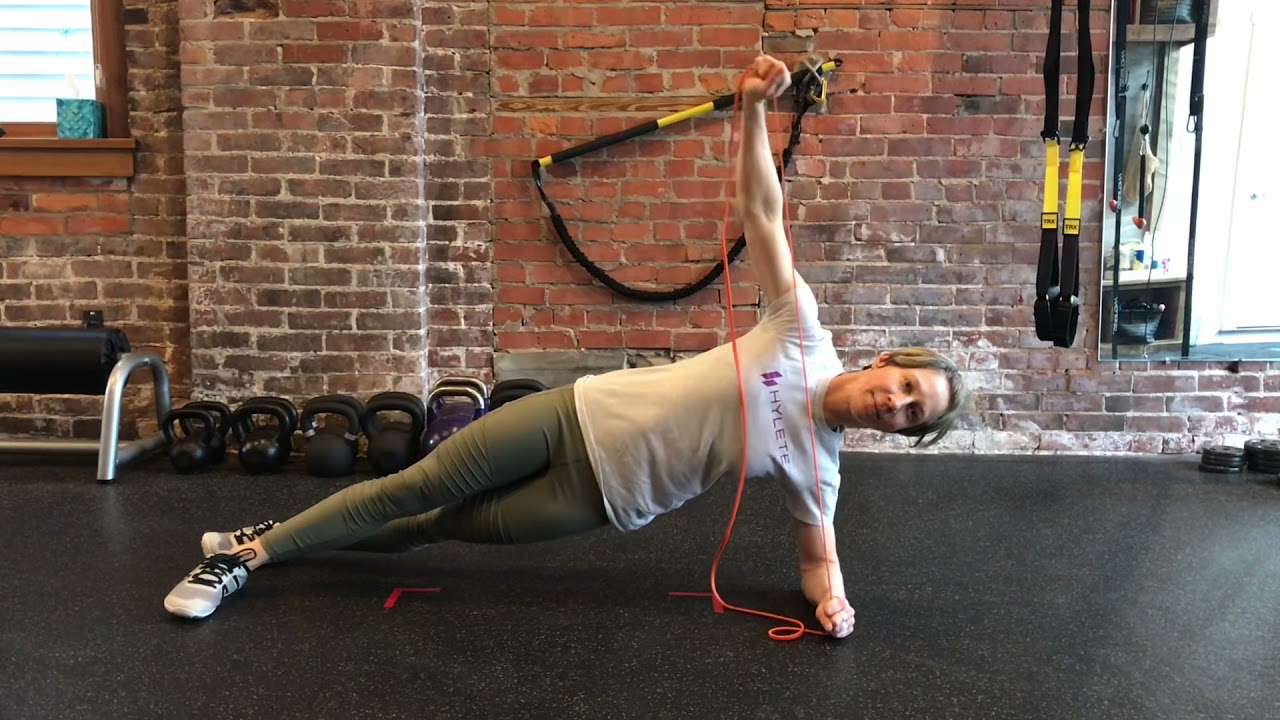 Side plank with band fly - YouTube