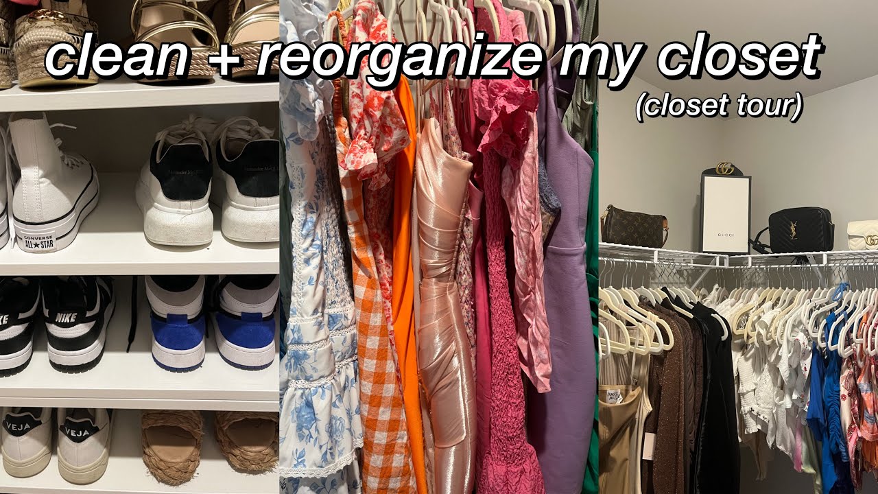 cleaning and reorganizing my closet (closet tour) - YouTube