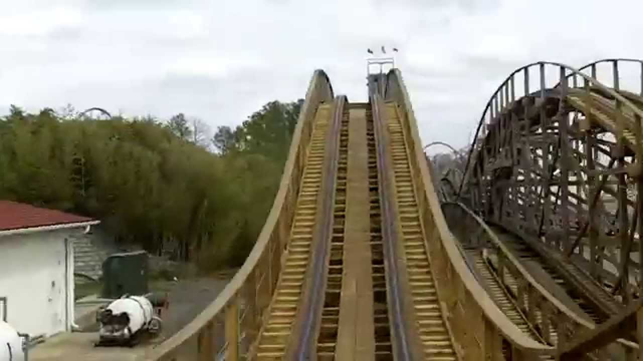 Thunder Road Coaster Ride, Carowinds Park NC/SC - YouTube