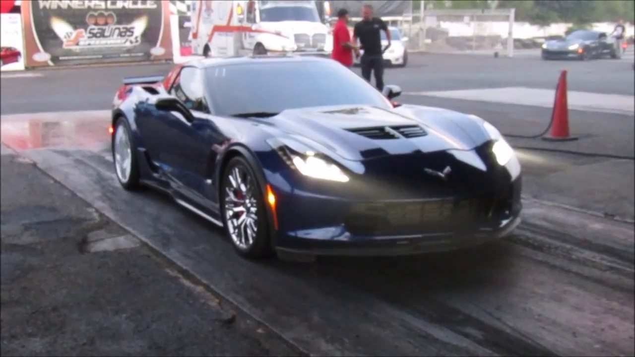 Stock CORVETTE C7 Z06 Drag Racing at SALINAS SPEEDWAY - YouTube