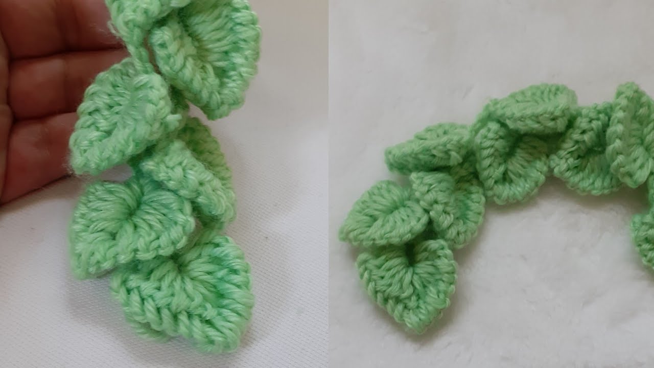 How to crochet 3D leaf branch...easy even to the beginners - YouTube
