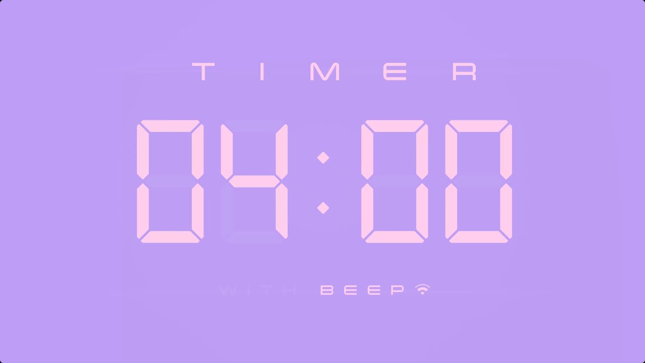 4 Minute Digital Countdown Timer with Simple Beeps 💕💜 - YouTube