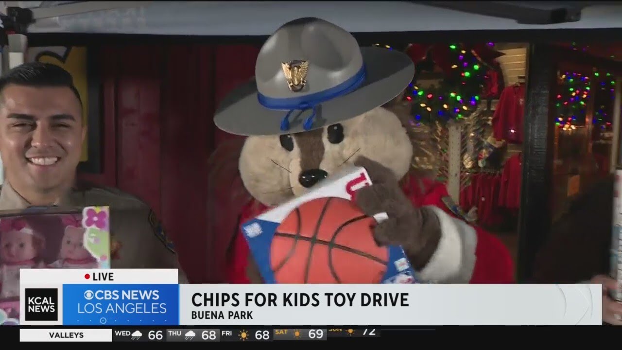 Chipper and team check out the toys donate for the CHiPs for Kids - YouTube
