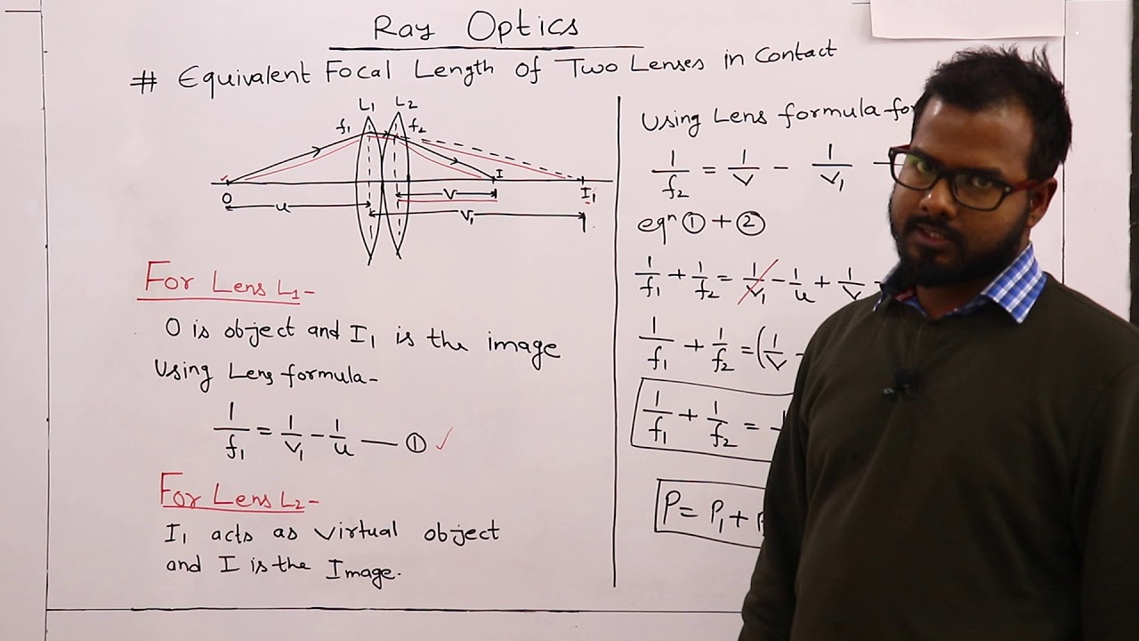 EQUIVALENT FOCAL LENGTH OF COMBINATION OF TWO LENS | RAY OPTICS | #CBSE ...