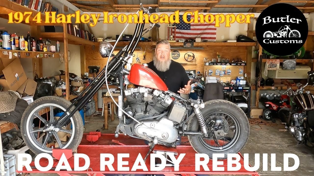 1974 Harley Ironhead Chopper Road Ready Rebuild. Part 1. Butler Customs ...