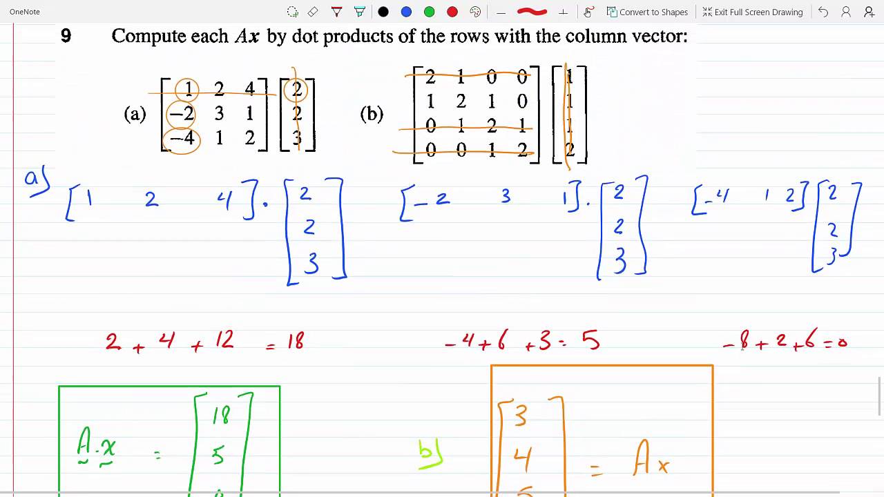 Compute each Ax in Problem 2-1-9 as a combination of the columns Linear ...