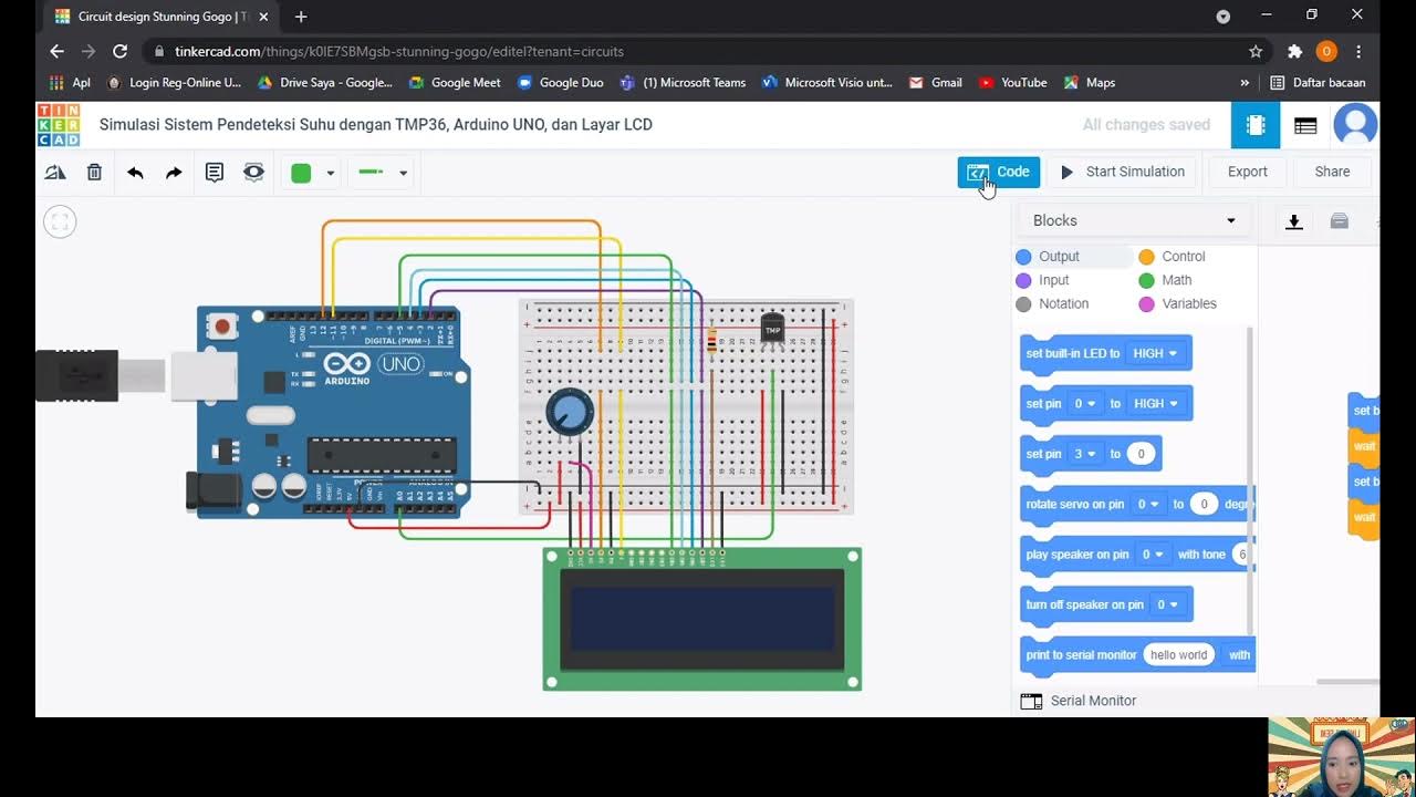 Simulasi Sistem Pendeteksi Suhu dengan TMP36, Arduino UNO, dan Layar LCD Menggunakan Tinkercad ...