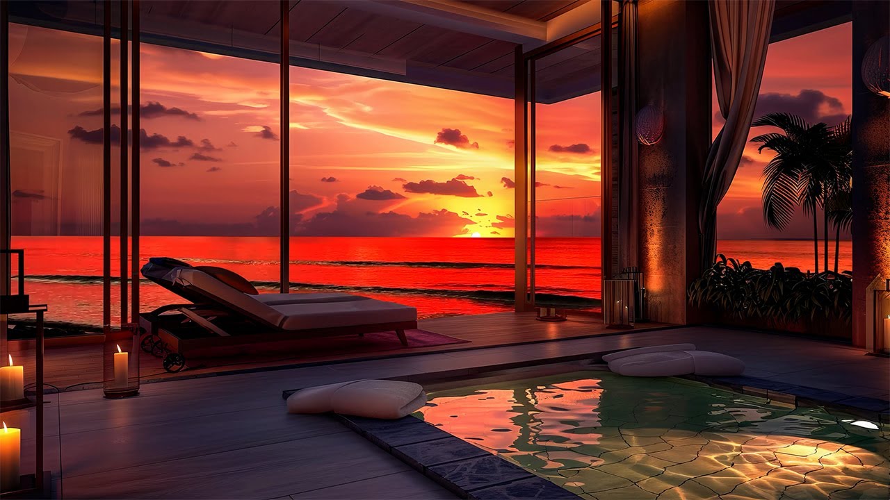 Romantic Sunset Harmony by the Seaside in Cozy Cottage 4K with Pool ...