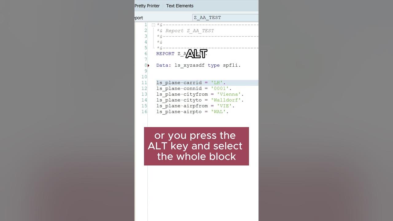 ABAP Trick Block Change in Code #sap #abap #se80 - YouTube