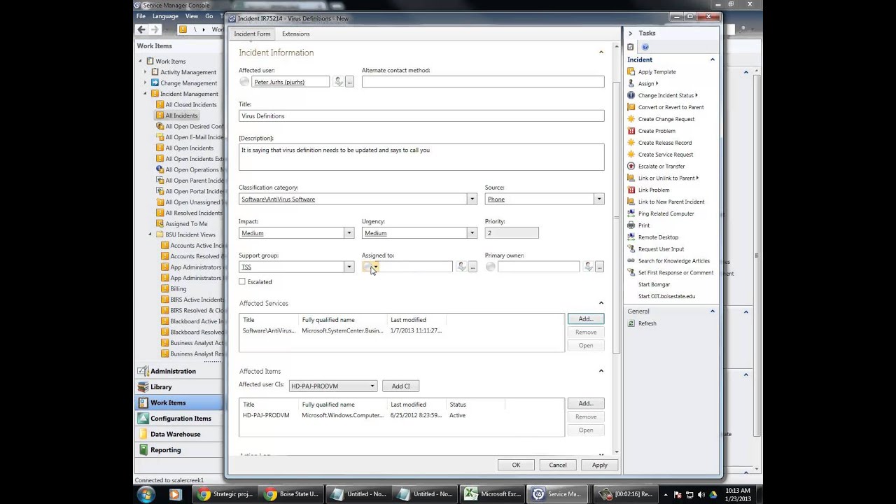SCSM workflow test - YouTube