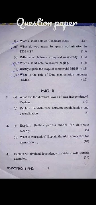 YMCA University DBMS (PCC-CS-501) question paper 📃 of B.tech(CSE) 5th sem... - YouTube
