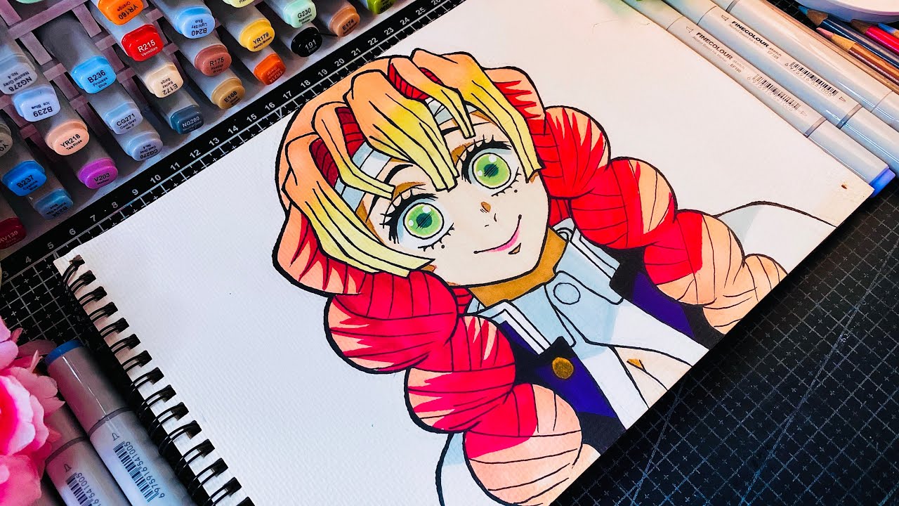 How to Draw Mitsuri Kanroji from Kimetsu no Yaiba Hashira Training Arc ...