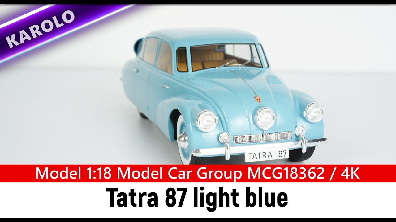 Model 1:18 Tatra 87 light blue Model Car Group MCG18362 / 4K - YouTube