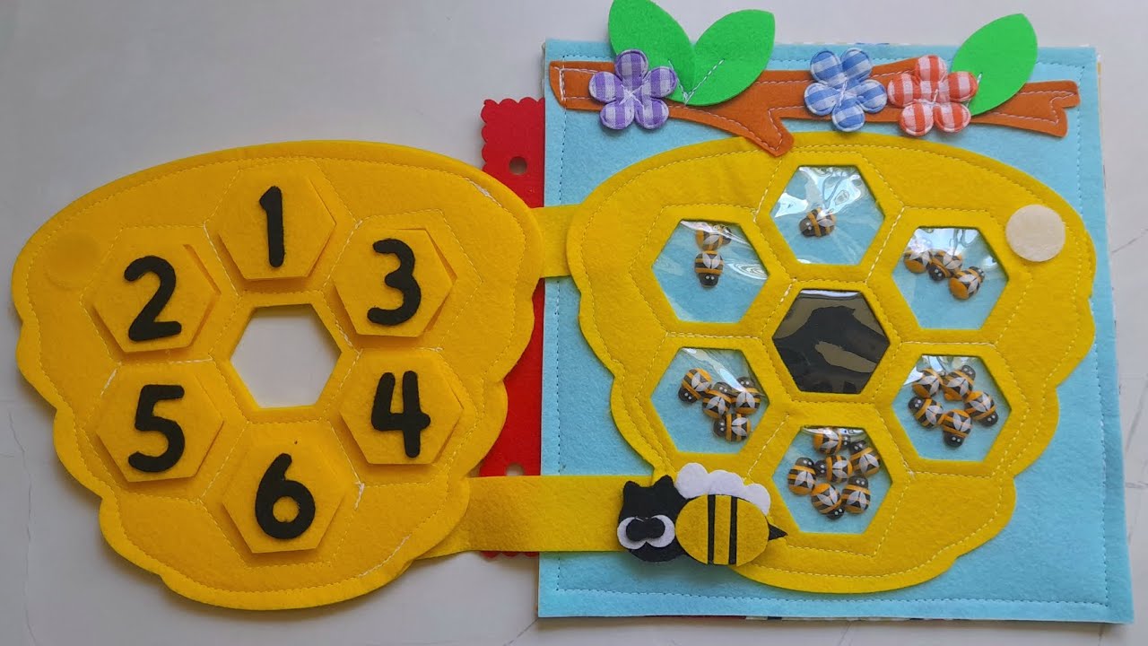 How I Make a Counting Bee Hive Honeycome Busy Book Felt DIY (With Cost ...