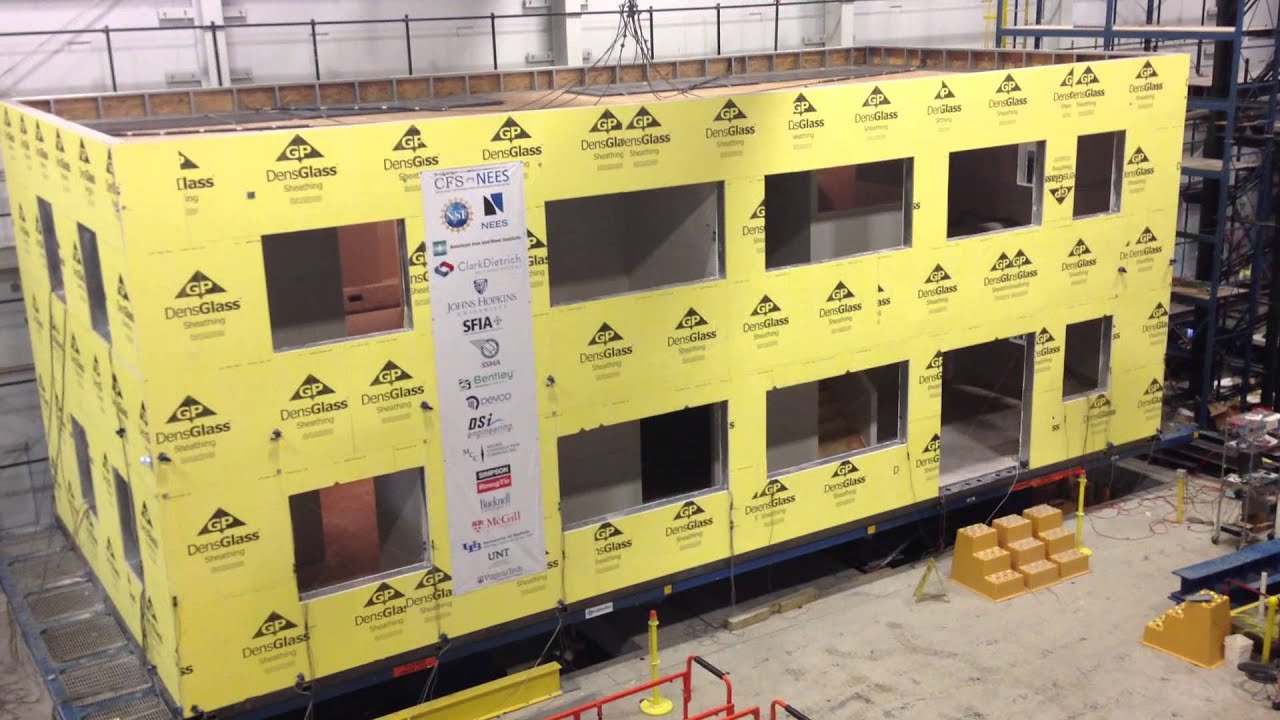 Full Scale Seismic Test of CFS-NEES Building (Phase 2e) - YouTube