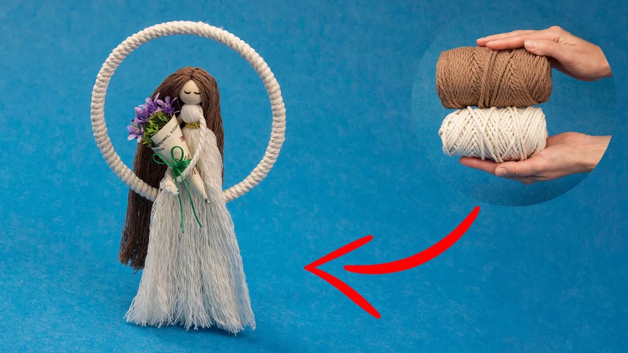 DIY a macrame doll with flowers - so simple and beautiful! - YouTube