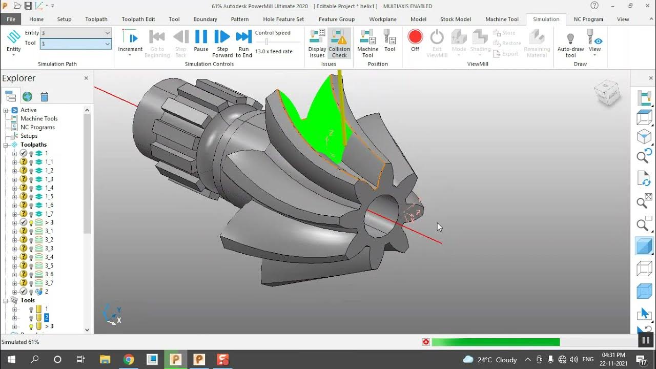 5 Axis Cnc programming in powermill | 5 axis Programming #shorts - YouTube