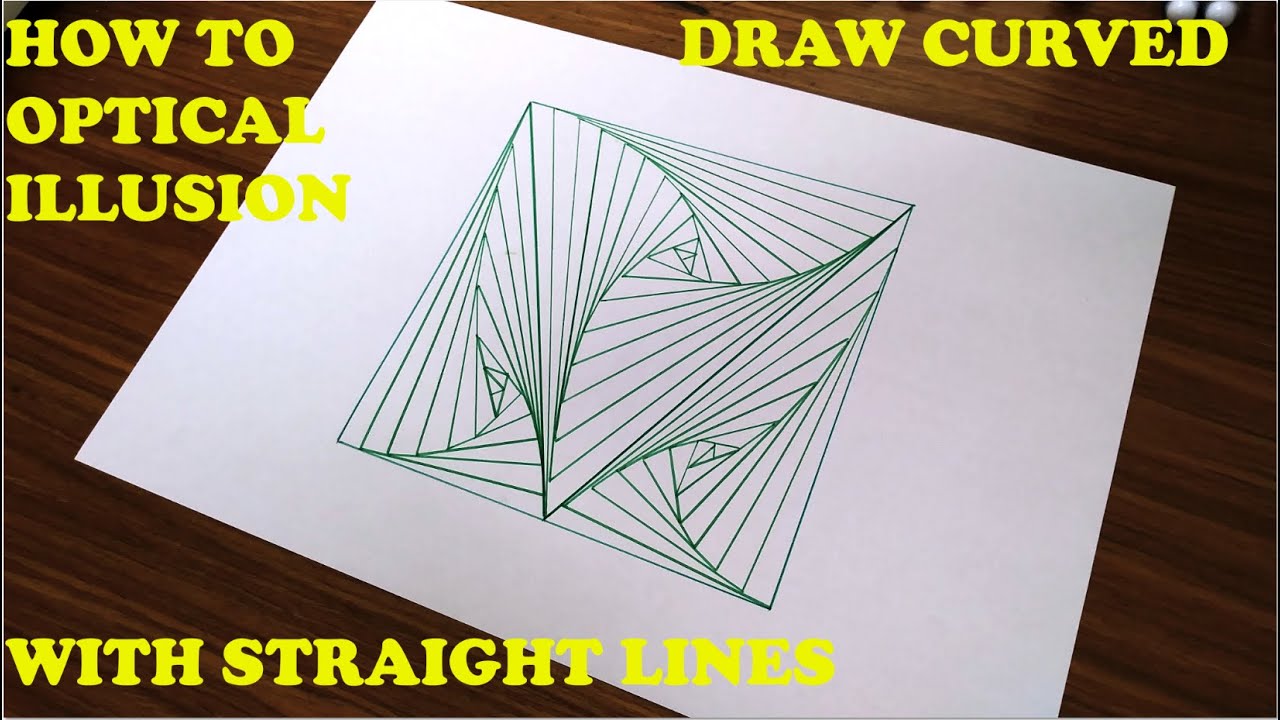 HOW TO DRAW CURVED OPTICAL ILLUSION WITH STRAIGHT LINES - YouTube