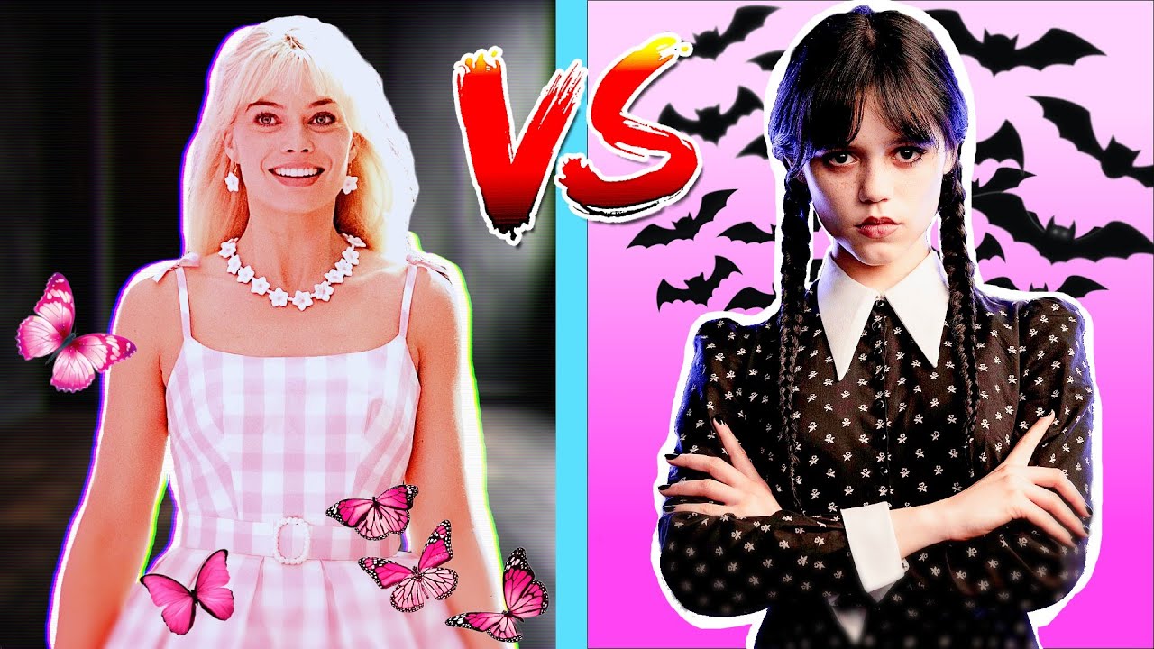 BLACK VS PINK WEDNESDAY ADDAMS AND BARBIE (THEY FIGHT EACH OTHER ...
