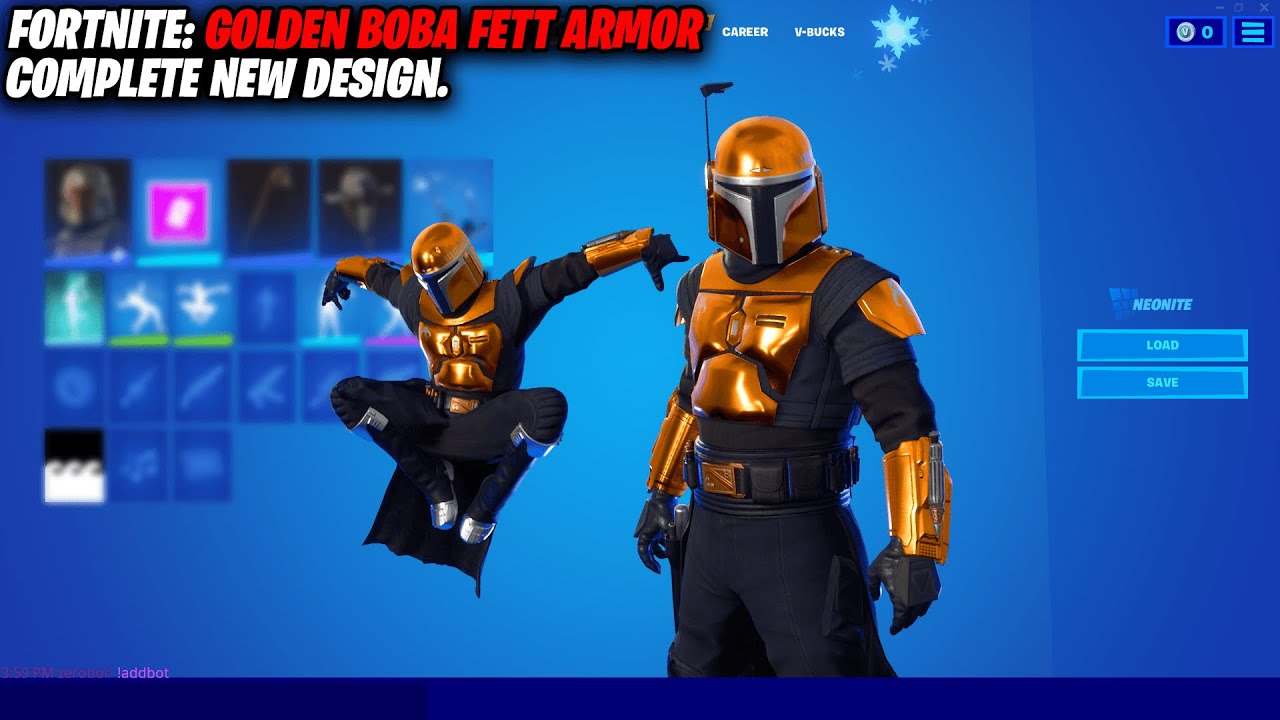 Fortnite BOBA FETT GOLDEN ARMOR SKIN (Fortnite Golden Boba Fett). - YouTube