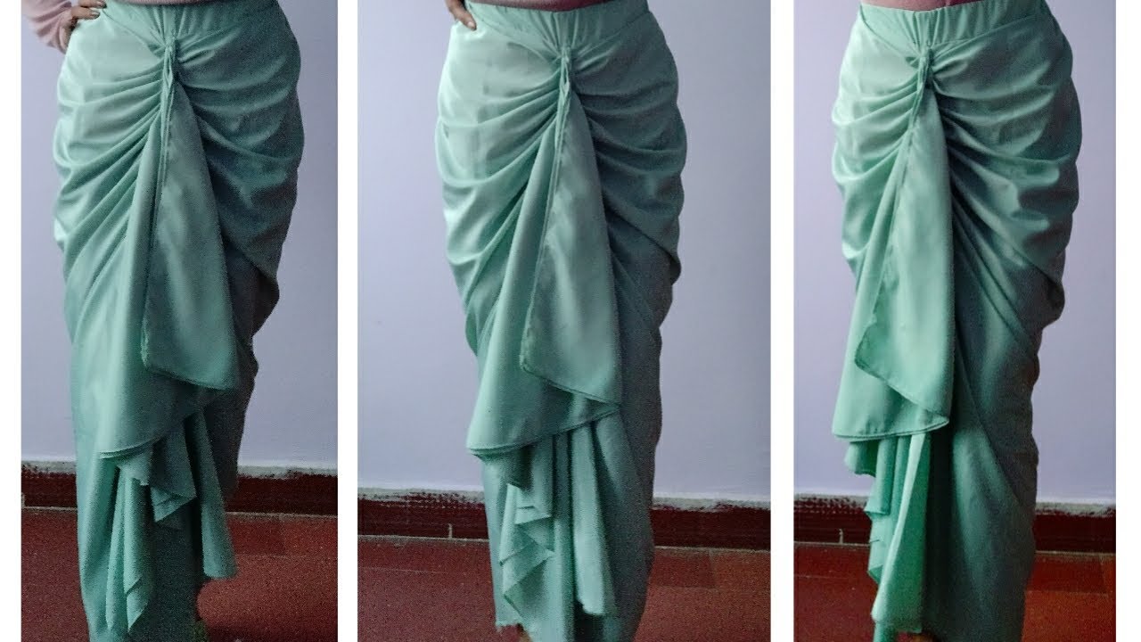 Draping skirt cutting and stitching without dummy/ cowl skirt /draped ...
