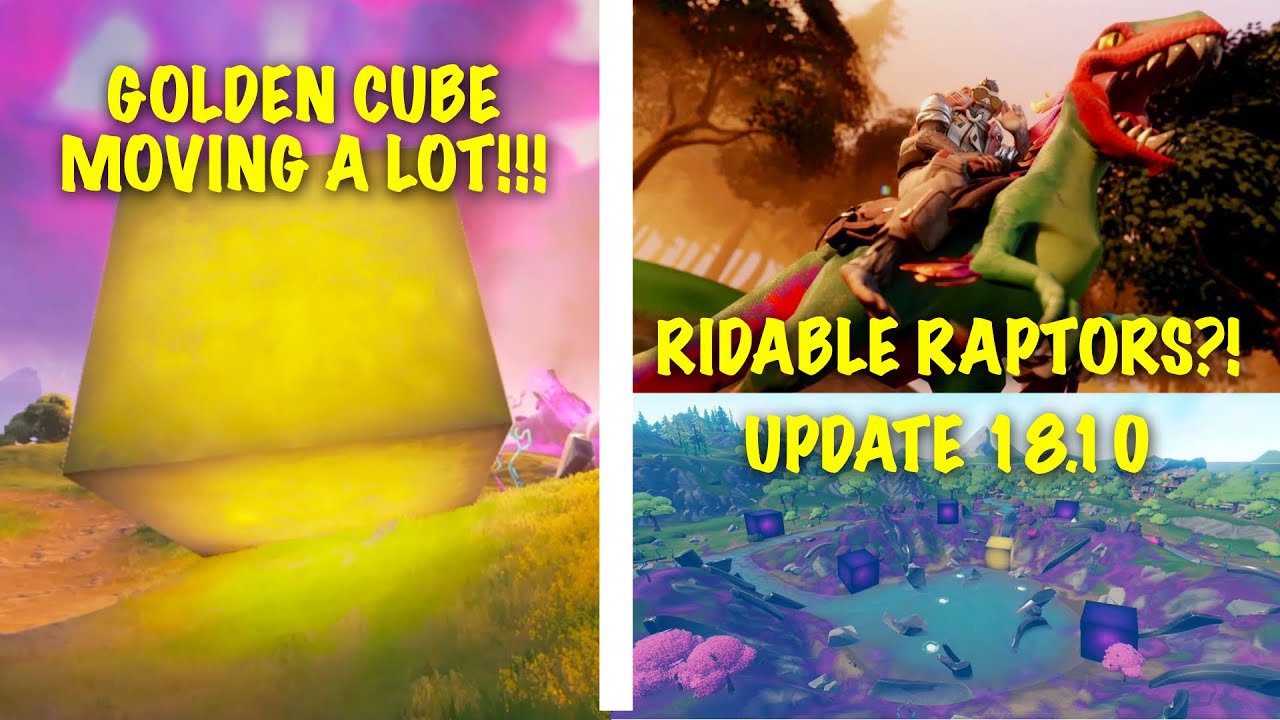 Fortnite GOLDEN CUBE moving A LOT! Ridable RAPTORS! Season 8 LIVE EVENT ...