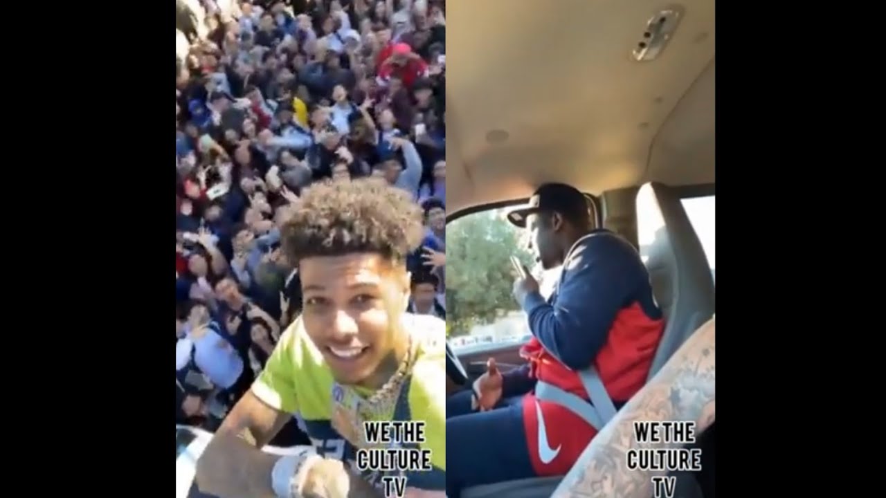 Blueface invades Paramount highschool and his friend on the phone in ...