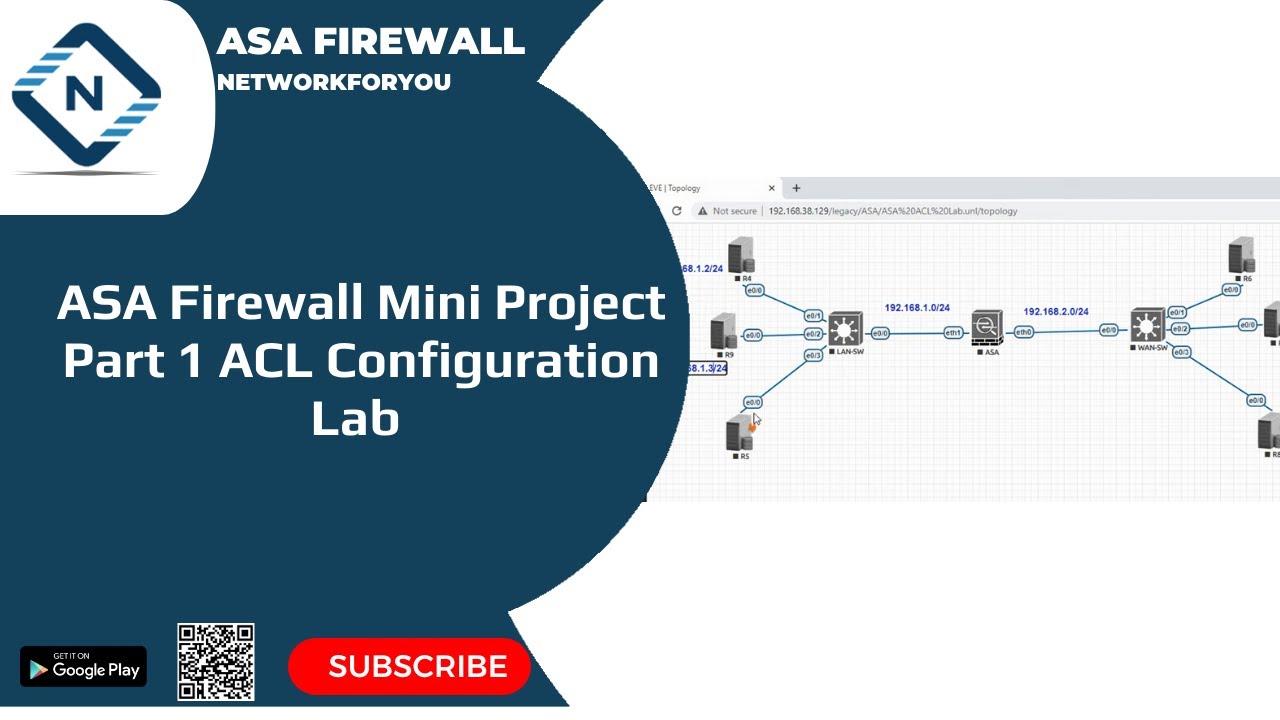20.ASA Firewall Mini Project Part 1 ACL Configuration Lab | Configure ...