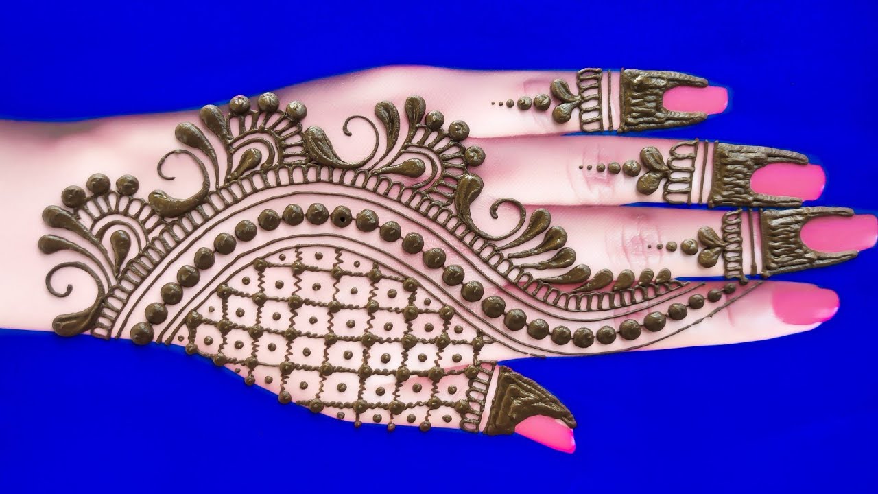 easy stylish gold ki Mehndi design| Arabic easy back hand mehndi|raksha ...