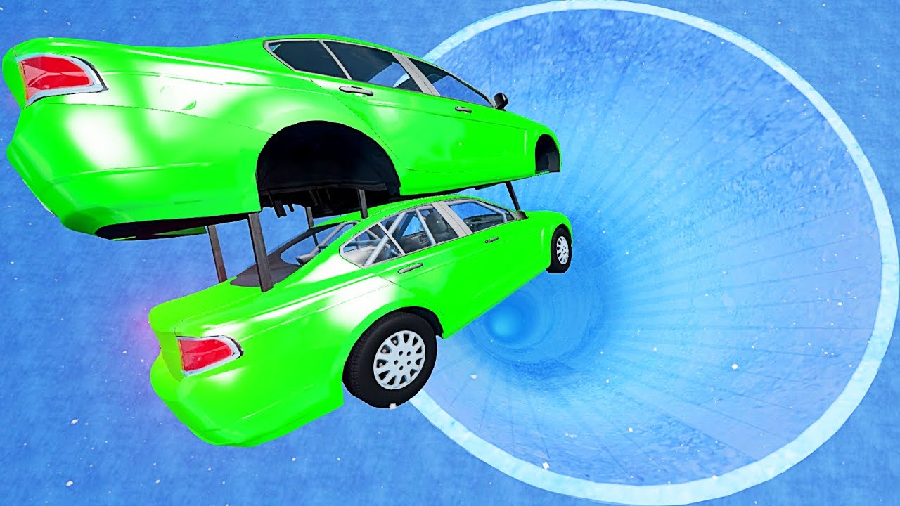 Car Falls into Giant Ice Hole -BeamNG.drive - YouTube