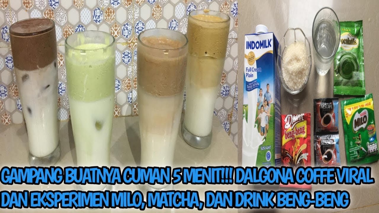 DALGONA COFFEE VIRAL VS MILO, MATCHA & BENG-BENG - YouTube
