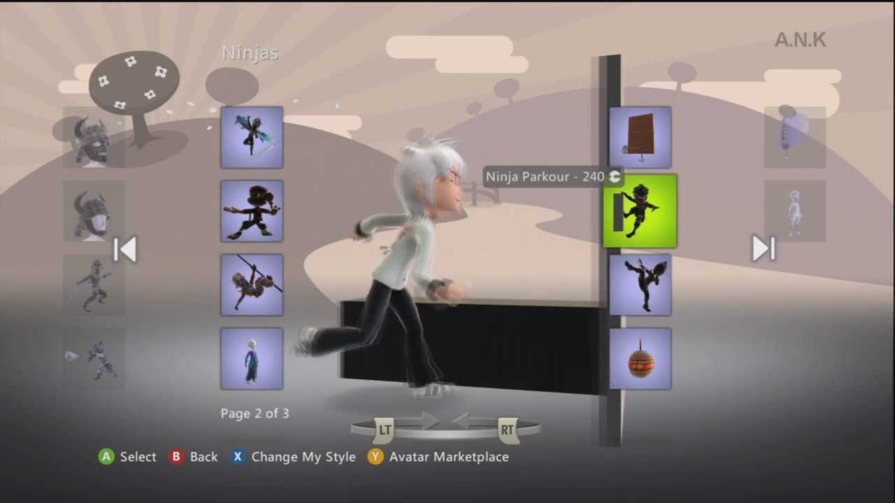 Xbox 360 Avatar "Ninja" actions - YouTube