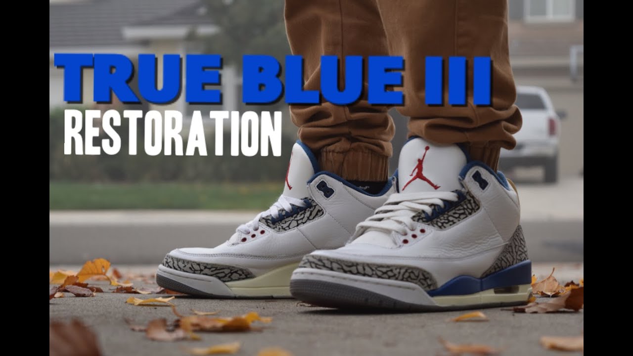 Jordan 3 True Blue FULL Restoration (Midsole Repaint and Cleaning ...