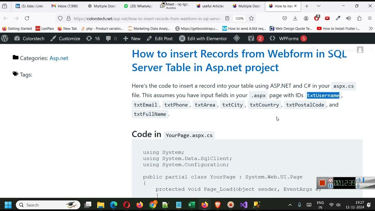 How to insert Records from Webform in SQL Server Table in Asp net ...
