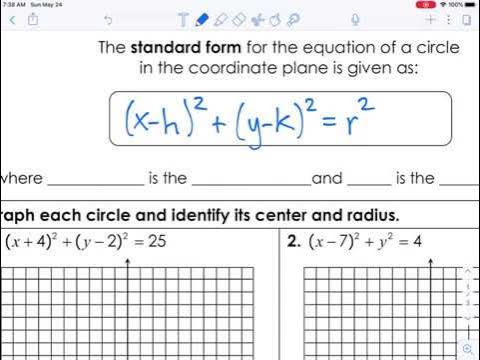 Acgeo circles standard form equation of a circle notes page 1 - YouTube