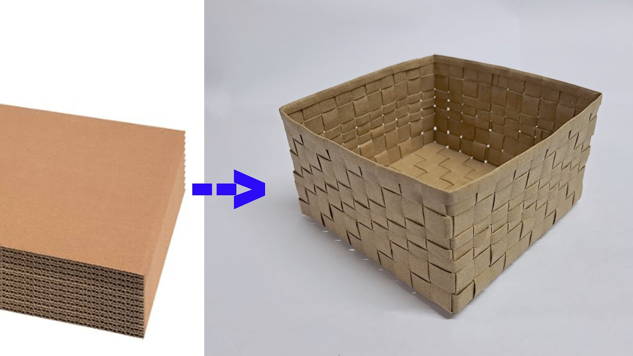 Realistic Mini Basket From Cardboard | DIY Handmade Cardboard Craft ...