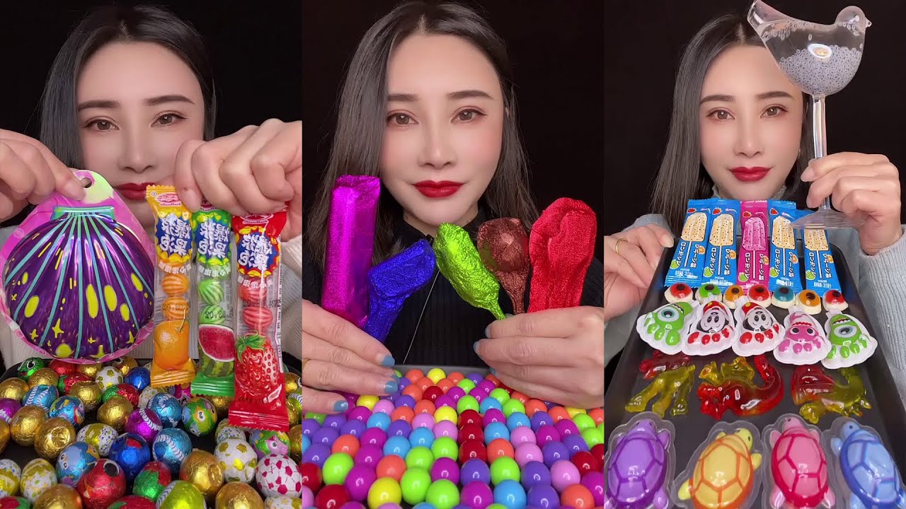 ASMR Candy 🍬 Princess Toys 👑 Funny Glasses 🤓 Fruit Jelly 🍇 Strawberry ...