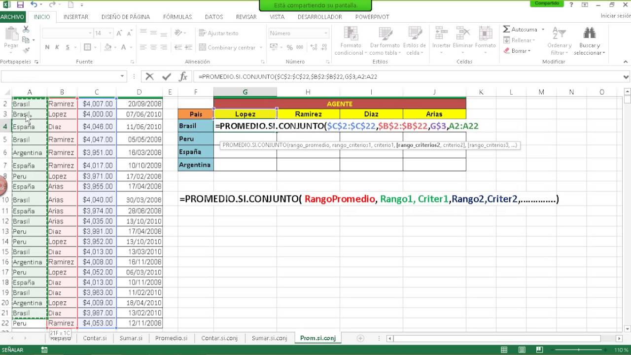 10 Promedio Si Conjunto Excel Intermedio - YouTube